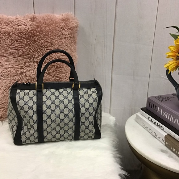 Gucci | Bags | Vintage Gucci Boston Bag Blue | Poshmark